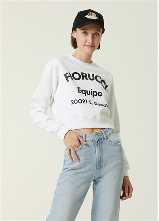 FIORUCCI Kadın Beyaz Bisiklet Yaka Logolu Crop Sweatshirt S EU FIORUCCI Kadın Beyaz Bisiklet Yaka Logolu Crop Sweatshirt S EU