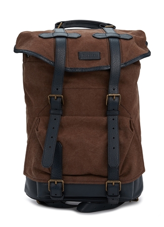 Pal Zileri Erkek Kahverengi Lacivert Logolu Sırt Çantası EU Pal Zileri Erkek Kahverengi Lacivert Logolu Sırt Çantası EU