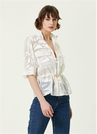 Network Kadın Regular Fit Ekru Desenli Gömlek Bej S EU