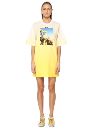 Msgm Kadın Sarı Baskılı Degradeli Mini Elbise S EU Msgm Kadın Sarı Baskılı Degradeli Mini Elbise S EU