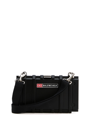 Balenciaga Erkek Siyah Logolu Deri Mini Çanta EU Balenciaga Erkek Siyah Logolu Deri Mini Çanta EU