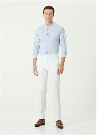 Pal Zileri Erkek Beyaz Dar Paça Yün Pantolon 48 IT