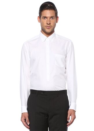 Pal Zileri Erkek Beyaz Açık Yaka Gömlek 4 IT