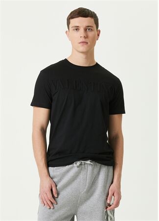 Valentino Erkek Siyah Logo Detaylı T-shirt S EU