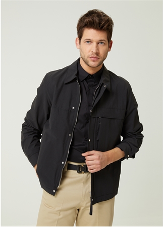 Solid Homme Erkek Siyah Polo Yaka Dış Gömlek 50 It Solid Homme Erkek Siyah Polo Yaka Dış Gömlek 50 It