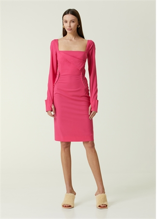 Jacquemus Kadın Pembe Sırt Dekolteli Midi Yün Elbise 34 FR Jacquemus Kadın Pembe Sırt Dekolteli Midi Yün Elbise 34 FR