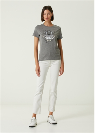 Kenzo Kadın Tiger Gri Bisiklet Yaka T-shirt XL EU Kenzo Kadın Tiger Gri Bisiklet Yaka T-shirt XL EU
