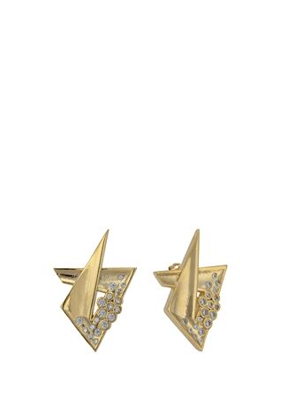 Glowing Diaries Kadın Asimetrik Formlu Taşlı Altın Rengi Kaplama Küpe EU