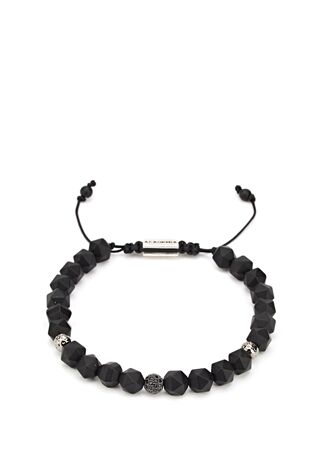 Academia Erkek Siyah Geometrik Hematit Taşlı Bileklik EU