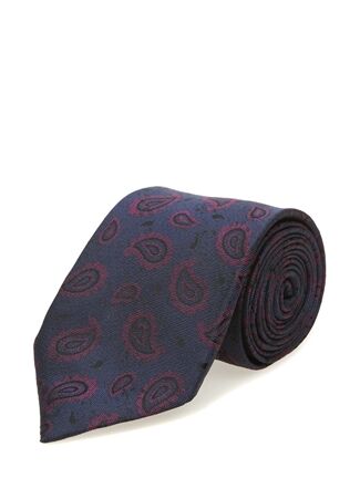 Fiorio Erkek Lacivert Şal Desenli İpek Kravat EU