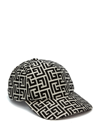 Balmain Erkek Bej Siyah Logolu Şapka EU