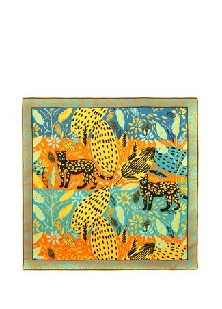 Beymen Kadın Colorblocked Karışık Desenli 90x90 İpek Eşarp Turuncu EU