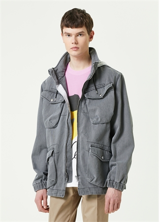 Kenzo Erkek Gri Kapüşonlu Denim Mont S EU Kenzo Erkek Gri Kapüşonlu Denim Mont S EU