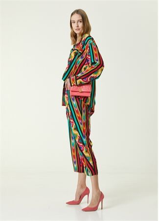 Balmain Kadın Desenli İpek Pantolon 36 FR