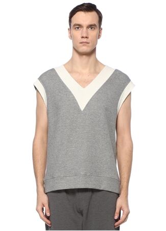 Palzileri Lab Erkek Gri V Yaka Kolsuz T-shirt 50 IT