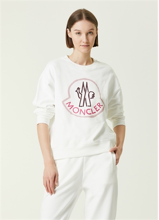 Moncler Kadın Beyaz Logo Detaylı Sweatshirt XS EU Moncler Kadın Beyaz Logo Detaylı Sweatshirt XS EU