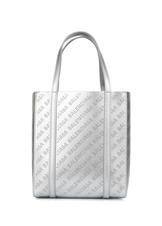 Balenciaga Kadın Everyday Xxs Siler Logolu Deri Omuz Çantası Gri EU