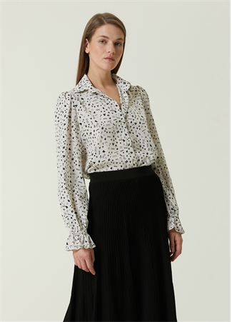 Beymen Club Kadın Beyaz İngiliz Yaka Slogan Baskılı Gömlek S