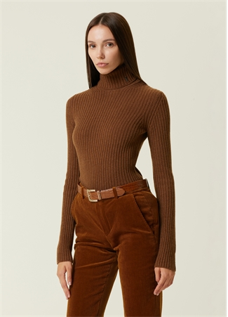 Kadın Camel Balıkçı Yaka Yün Kazak Kahverengi M EU Kadın Camel Balıkçı Yaka Yün Kazak Kahverengi M EU