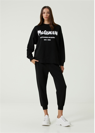 Alexander McQueen Kadın Siyah Kontrast Logolu Jogger Eşofman Altı 44 IT Alexander McQueen Kadın Siyah Kontrast Logolu Jogger Eşofman Altı 44 IT