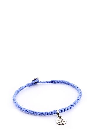 Kayra Khan Erkek Mavi Örgü Dokulu Gümüş Rengi Bileklik EU