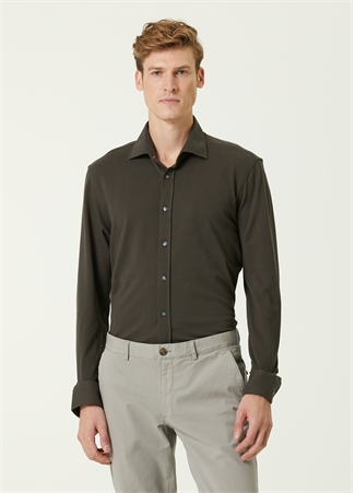 Beymen Collection Erkek Custom Fit Haki Orijinal Yaka Örme Gömlek 38 IT Beymen Collection Erkek Custom Fit Haki Orijinal Yaka Örme Gömlek 38 IT