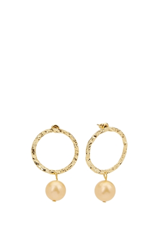 Beymen Club Kadın İnci Detaylı Halka Küpe Altın Rengi EU