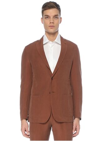 Pal Zileri Erkek Kahverengi Keten Takım Elbise 48 IT