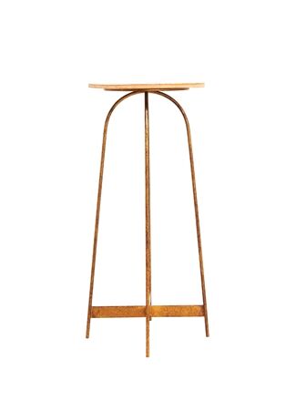 Rb Interiors Sarı Metal Ayaklı Yüz Desenli Sehpa