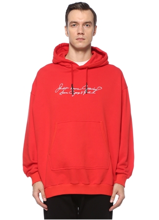 Givenchy Erkek Kırmızı Kapüşonlu Slogan Nakışlı Sweatshirt S EU Givenchy Erkek Kırmızı Kapüşonlu Slogan Nakışlı Sweatshirt S EU