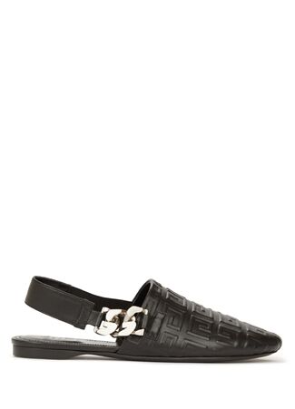 Givenchy Kadın Siyah Logo Dokulu Deri Terlik 36 EU