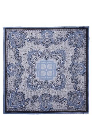 Beymen Kadın Mavi Etnik Desenli Yün Şal EU