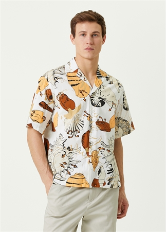 Msgm Erkek Beyaz Figür Desenli Gömlek 42 IT Msgm Erkek Beyaz Figür Desenli Gömlek 42 IT