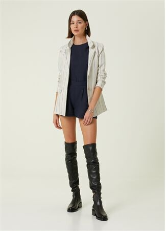 Dor Raw Luxury Kadın Lacivert Keten Bluz S EU