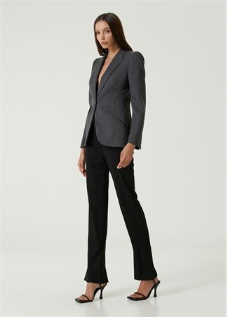 Alexander McQueen Kadın Gri Kırlangıç Yaka Yün Ceket 42 IT