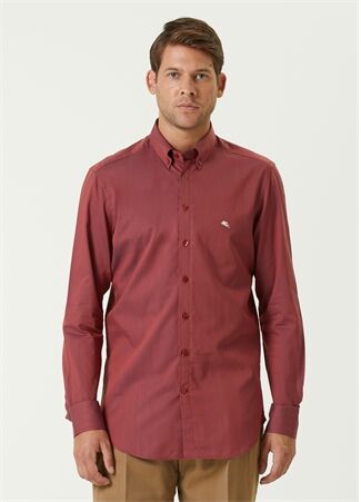 Etro Erkek Bordo Düğmeli Yaka Gömlek 39 IT