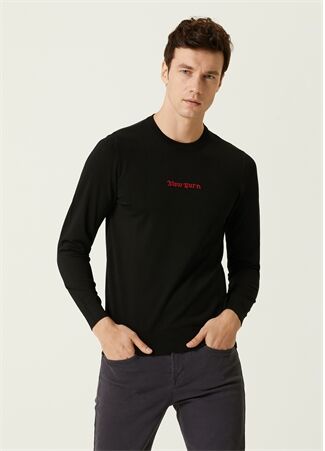 Academia Erkek Siyah Gotik Slogan Jakarlı Kazak S EU