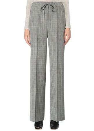 Beymen Collection Kadın Gri Ekose Desenli Bol Paça Pantolon 34