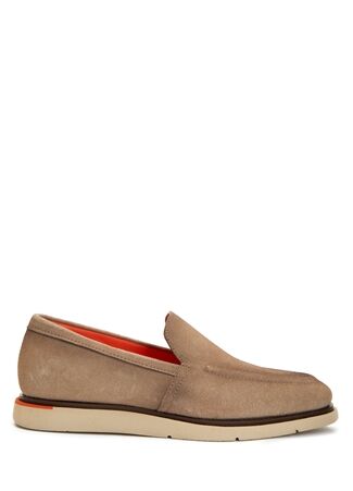 Santoni Erkek Bej Deri Loafer 6 Uk