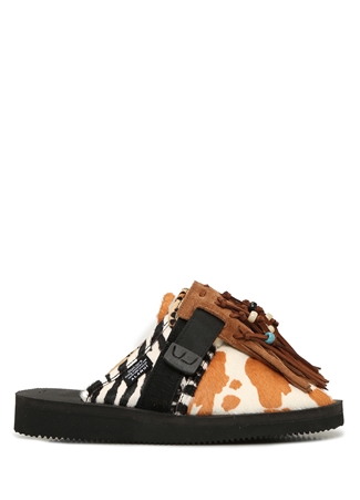 Alanui Kadın Colorblocked Karışık Desenli Deri Terlik 8 UK