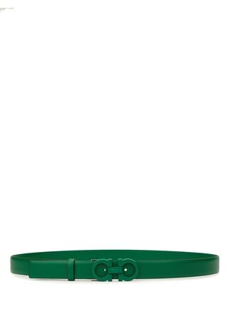Salvatore Ferragamo Kadın Yeşil Logo Tokalı Deri Kemer 75 EU