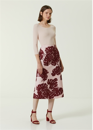 La Doublej Kadın Pembe Baskılı Midi Yün Kalem Etek S EU