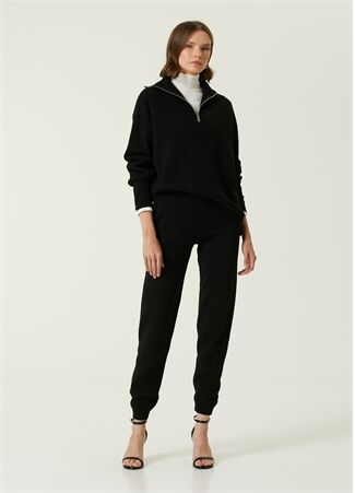Academia Kadın Siyah Dar Paça Triko Pantolon XS
