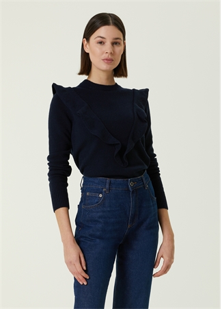 Chloe Kadın Lacivert Fırfır Detaylı Kaşmir Kazak S EU Chloe Kadın Lacivert Fırfır Detaylı Kaşmir Kazak S EU