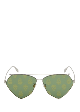 Alexander McQueen Kadın Yeşil Kuru Kafa Detaylı Güneş Gözlüğü EU