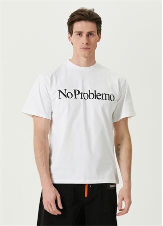 Aries Erkek Beyaz Slogan Baskılı T-shirt S Eu