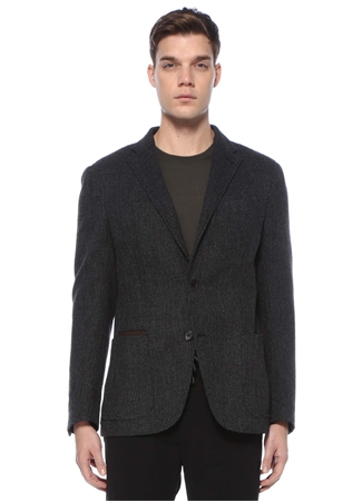 Zegna Erkek Antrasit Kelebek Yaka Dokulu Ceket Gri 54 IT