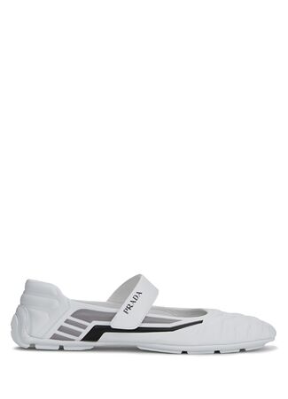 Prada Kadın Beyaz Gri Deri Babet 36 EU