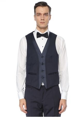 Palzileri Lab Erkek Lacivert Desenli Yün Yelek 46 IT