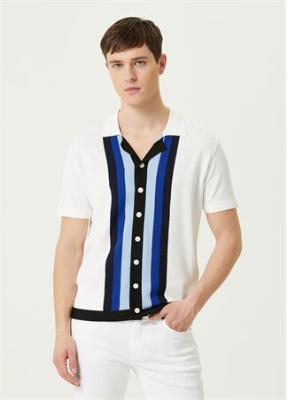 Academia Erkek Beyaz Çizgili Triko Gömlek Xs Eu